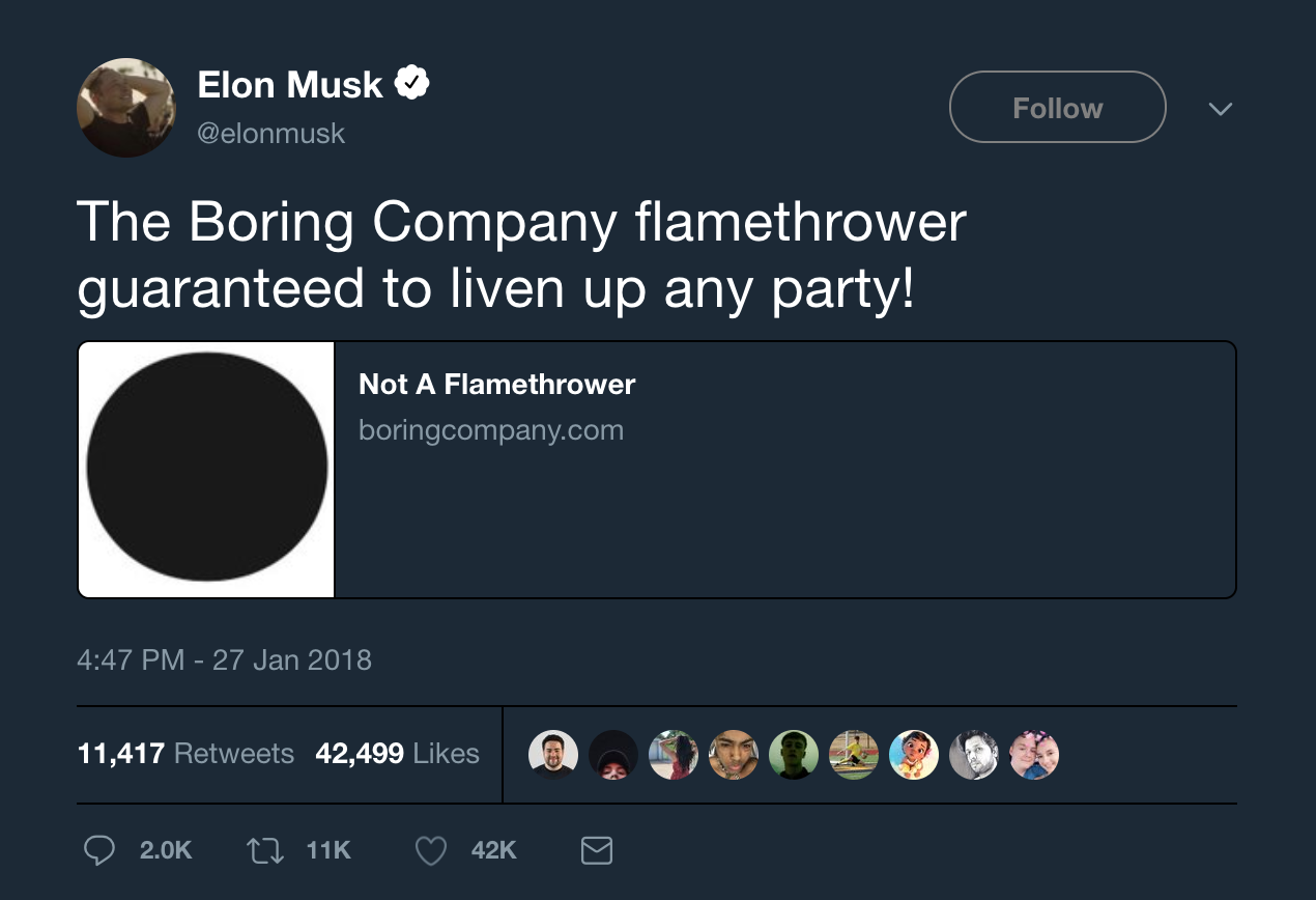 The Boring Company Not-A-Flamethrower | Straty